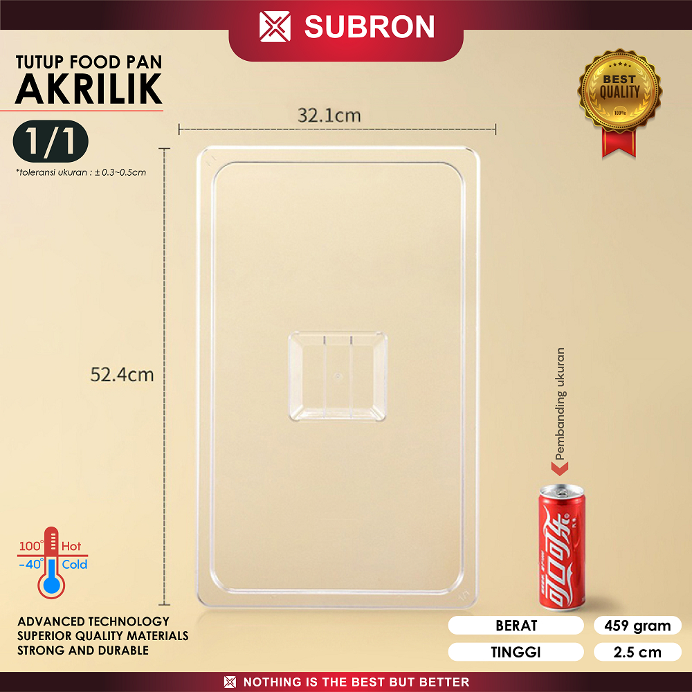 SUBRON Tutup Gastronom Food Pan Akrilik 1/1 Wadah Penyimpanan Makanan ...