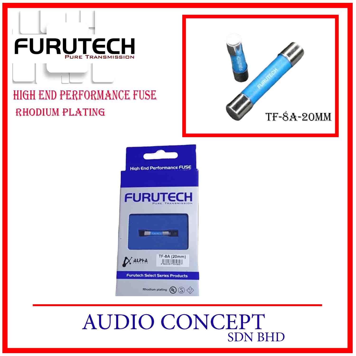 Furutech High End Performance Fuse TF-15A/ TF-8A/ TF-4A (20MM)Rhodium ...