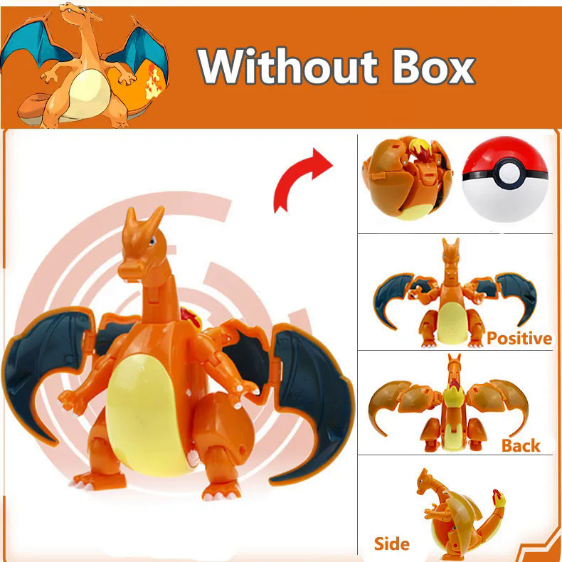 Anime Pokemon Figures Transformer Poke Ball Model Pikachu Charizard ...