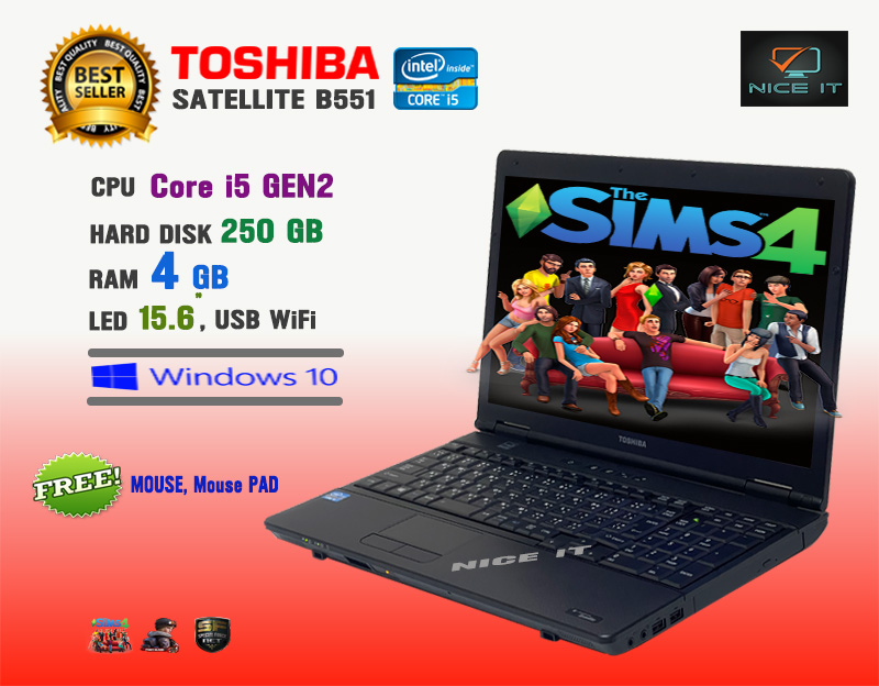โน๊ตบุ๊ค Notebook Toshiba Core i5 Ram 4 GB (Sim4, PB, SF ทดสอบแล้วเล่น ...