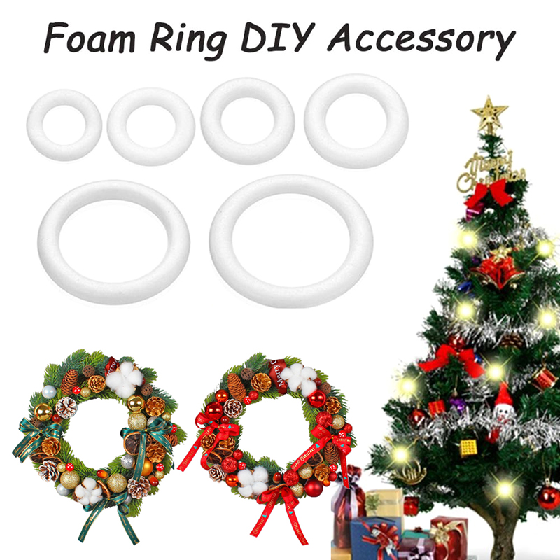 White Round Polystyrene Foam Ring For Christmas Crafts DIY Handmade ...