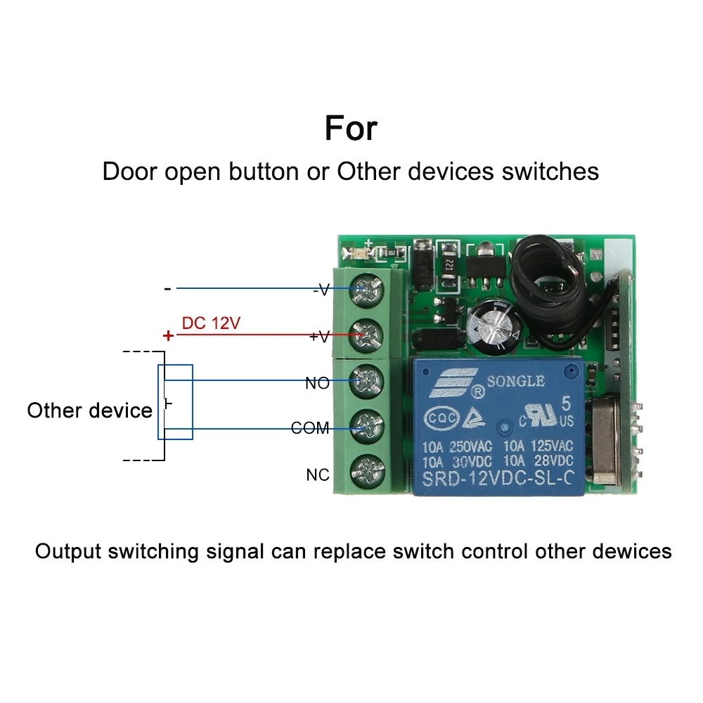 【Shop the Look】 433Mhz Remote Control Switch 12V 1CH RF 10A Relay and ...