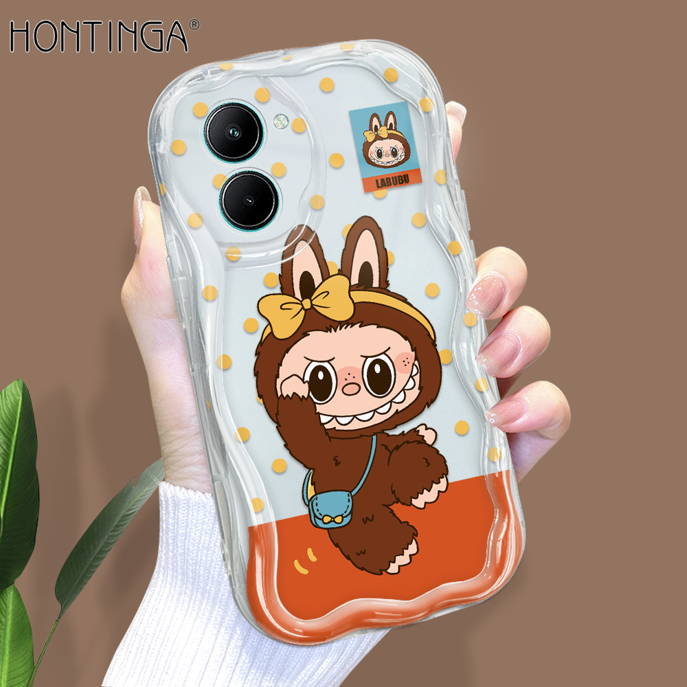 Hontinga for Realme C33 Back Cover Cute Labubu Phone Case Texture Wavy ...