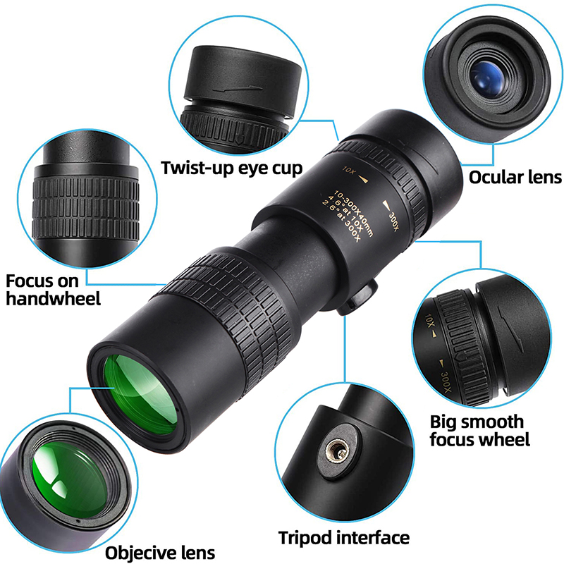 Outdoor 300X40 Zoom Len Spin Monoculars Professional Long Range ...