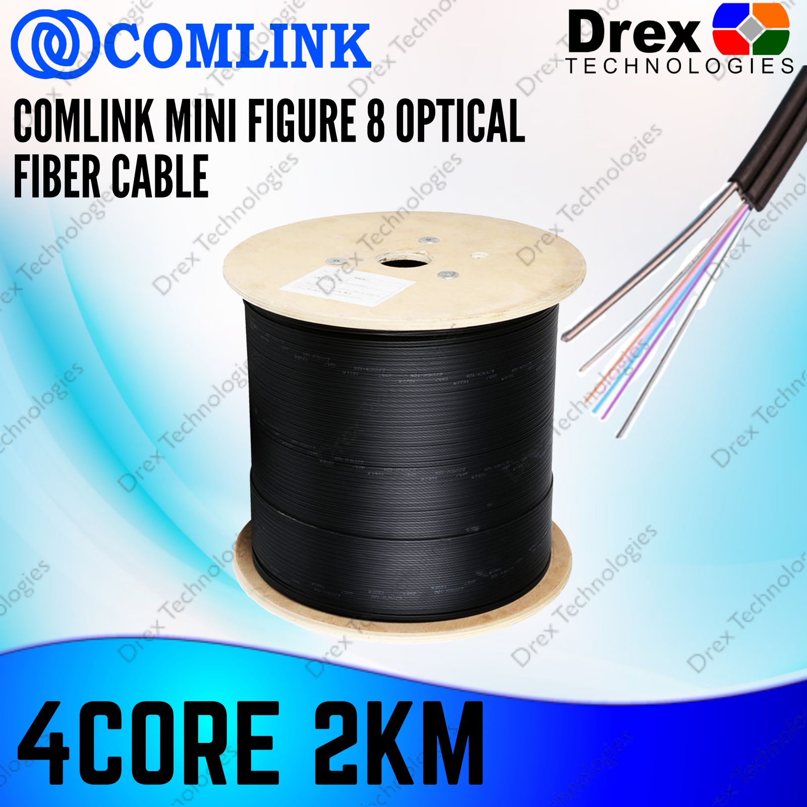 4Core 2KM Comlink Mini Figure 8 Fiber Optic Cable Singlemode Outdoor- 4Core 2KM Premium Edition ...