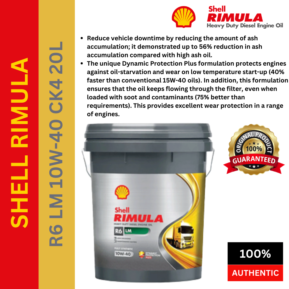 550049534 Shell Rimula R6 LM 10W-40 CK4 (20 liters) - Fully Synthetic ...