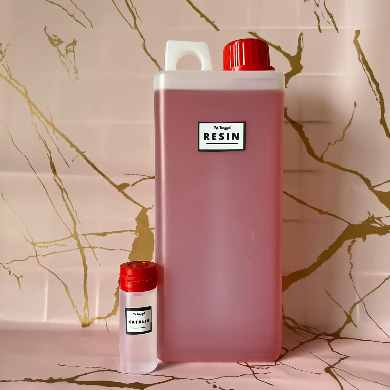 RESIN 1000 ml 1 Liter + Katalis Recin Bening Merah Recine Catalis fiber ...