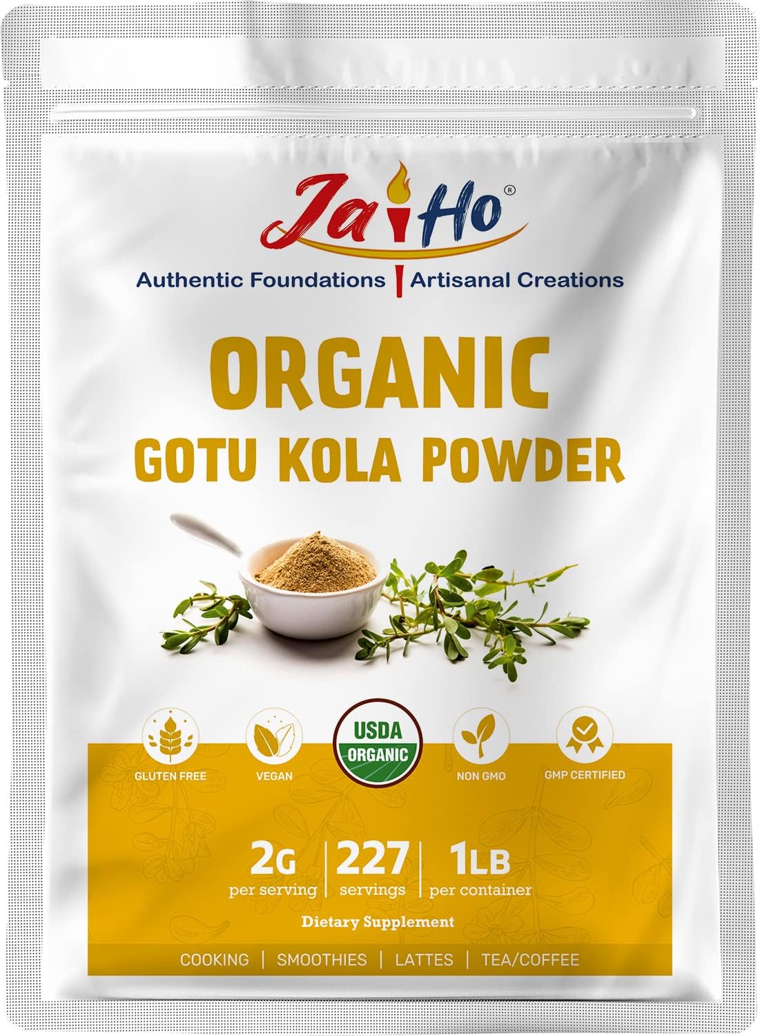 Jai Ho Certified USDA Organic Gotu Kola Powder - 1 LB - Gluten Free ...