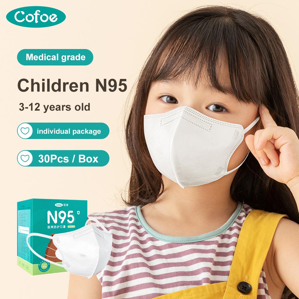 Cofoe 5PLY เด็ก N95ทางการแพทย์หน้ากากป้องกันใบหน้าฆ่าเชื้อช่วยหายใจหน้ากากป้องกันไวรัสป้องกัน ...