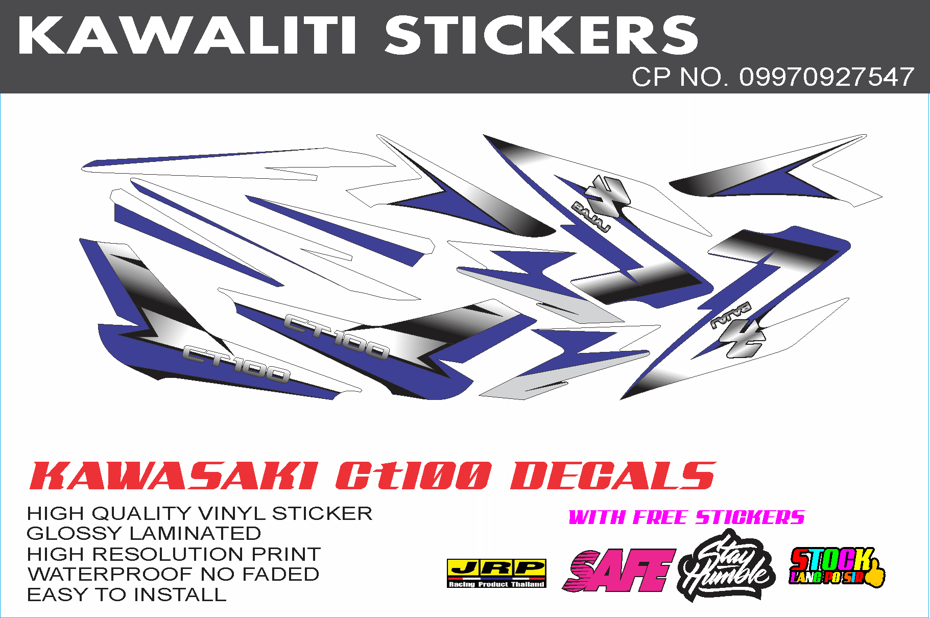 Kawasaki Bajaj CT 100 Sticker Decals | Lazada PH