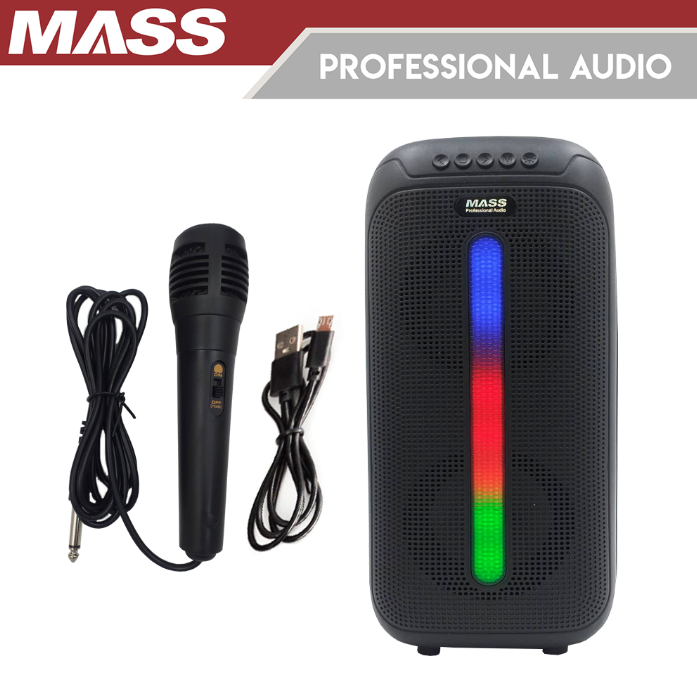 Mass 4"x2 LED Speaker with Bluetooth, FM and FREE Wired Mic, and ...