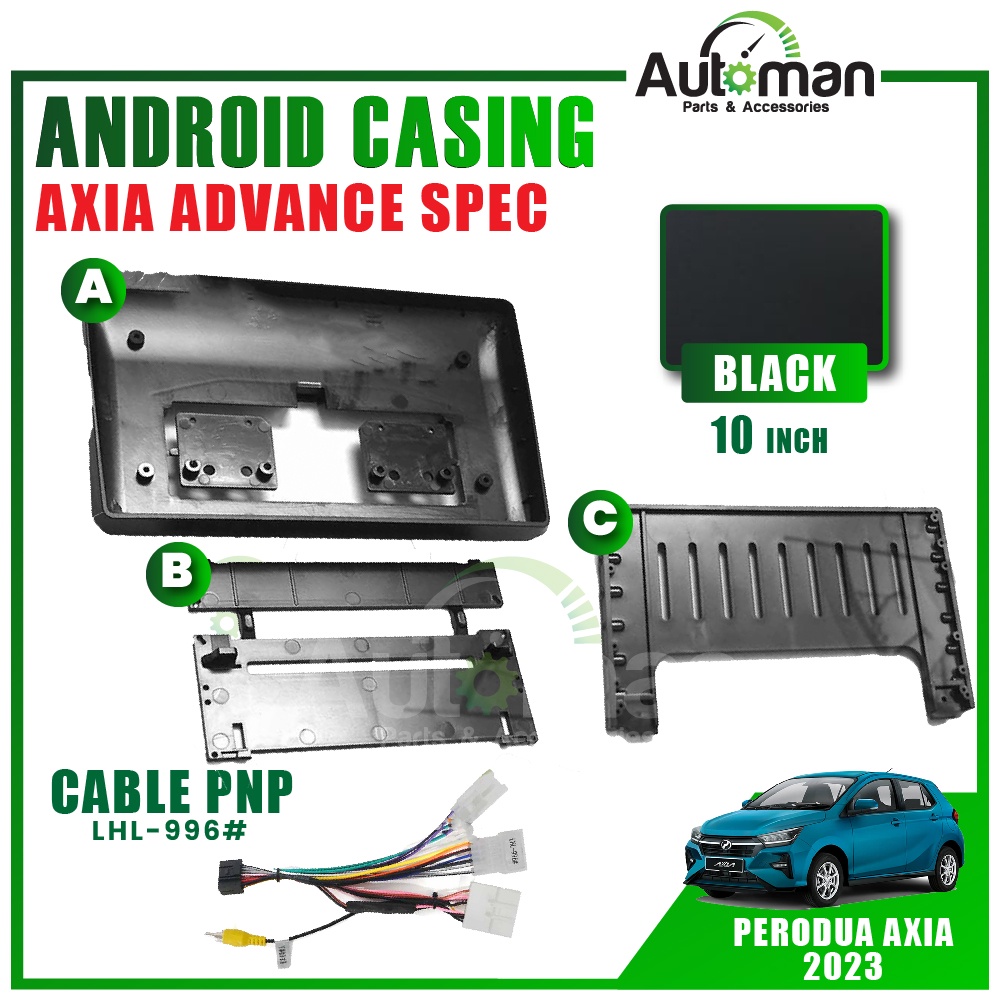 Casing Android Perodua Axia 2023 Advance Spec Black Dashboard Audio ...