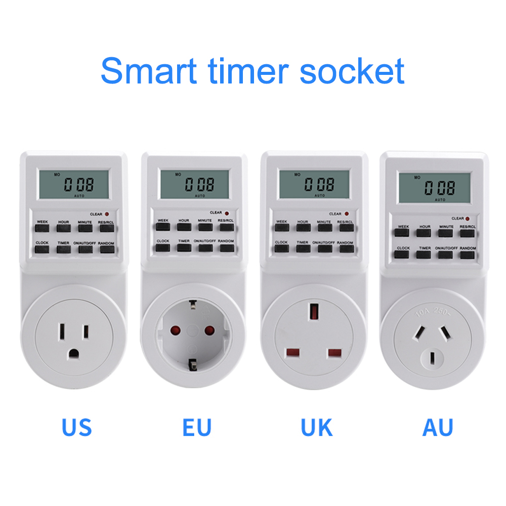 Eu Uk Au Plug Digital Weekly Programmable Electrical Wall Plug-In Power Socket Timer Switch ...