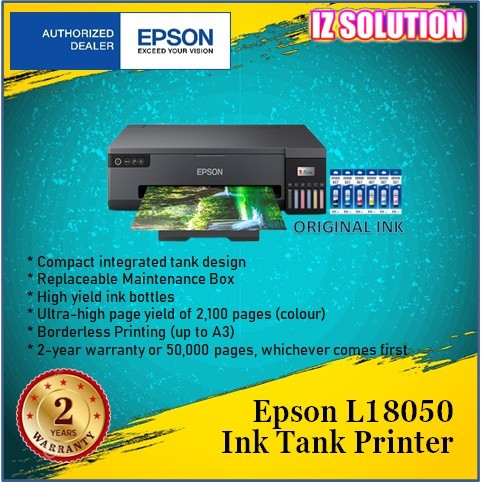 Epson EcoTank L18050 Ink Tank Photo Printer ( Low-cost A3+ photo print , Borderless Printing ...