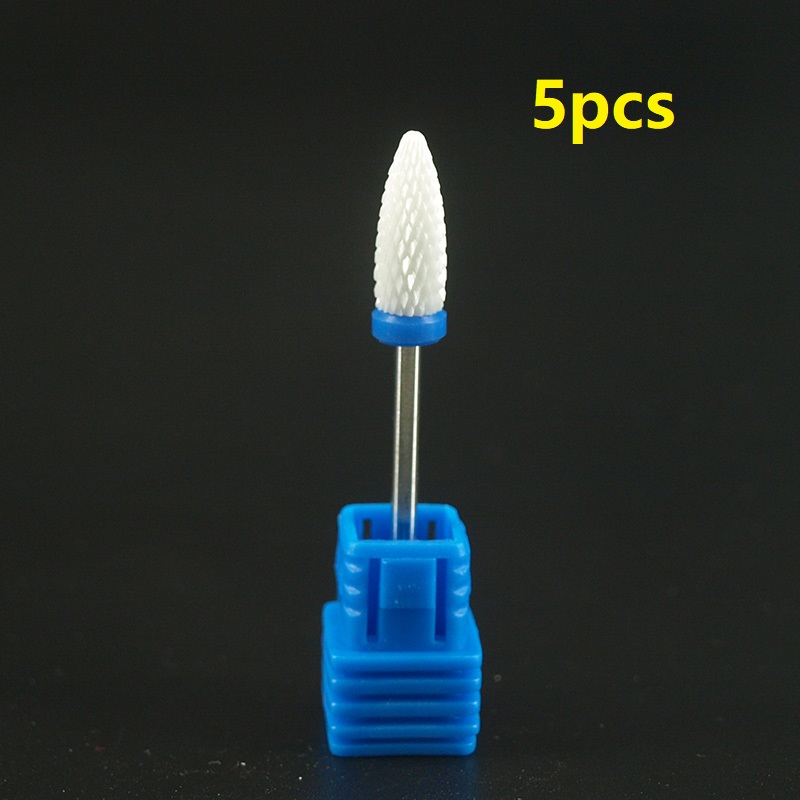5pcs/Set Ceramic Milling Cutter Nail Drill Bit Electric Manicure Drills ...