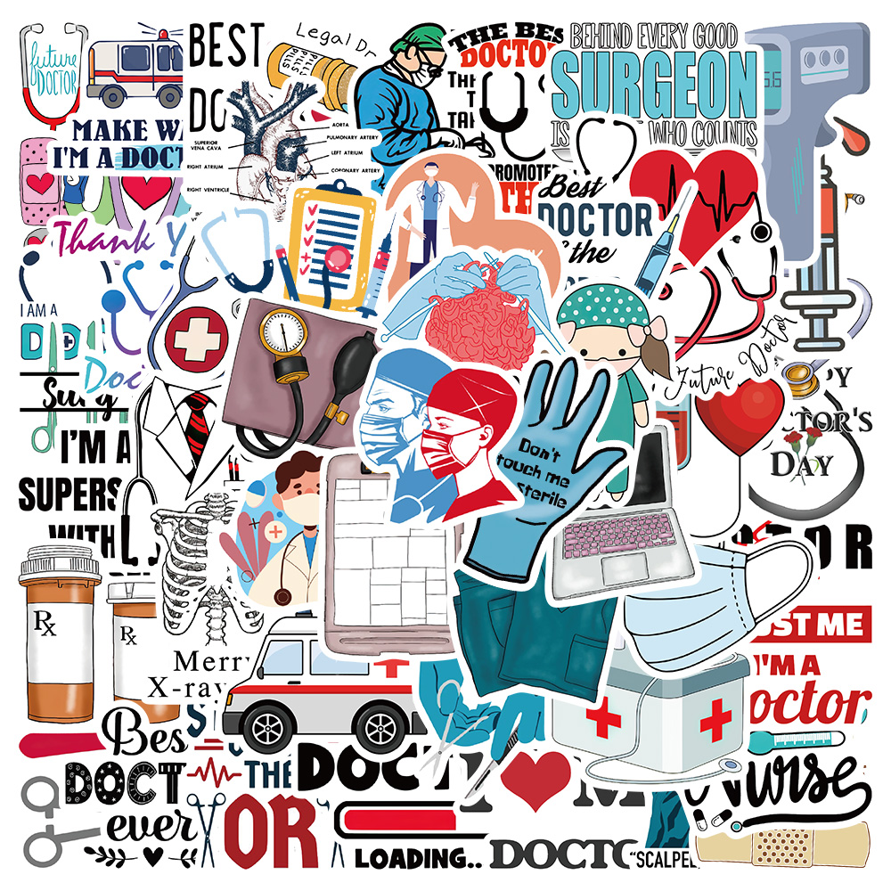 50pcs Cartoon Doctor Stickers graffiti Sticker for DIY Luggage Laptop ...