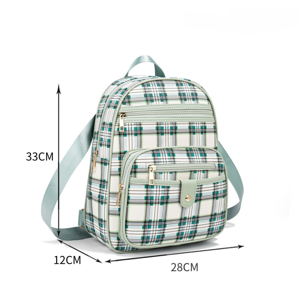 UISNMALL #MB332 PU Ladies backpack plaid design leather material multi ...