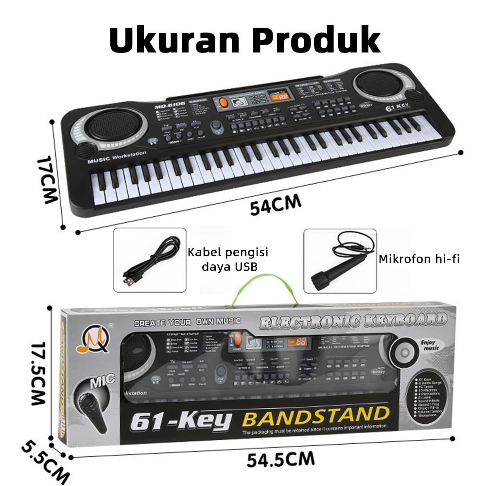 Tatajoy Keyboard Piano Anak Digital Elektrik 61 Keys Pioano Keyboard ...