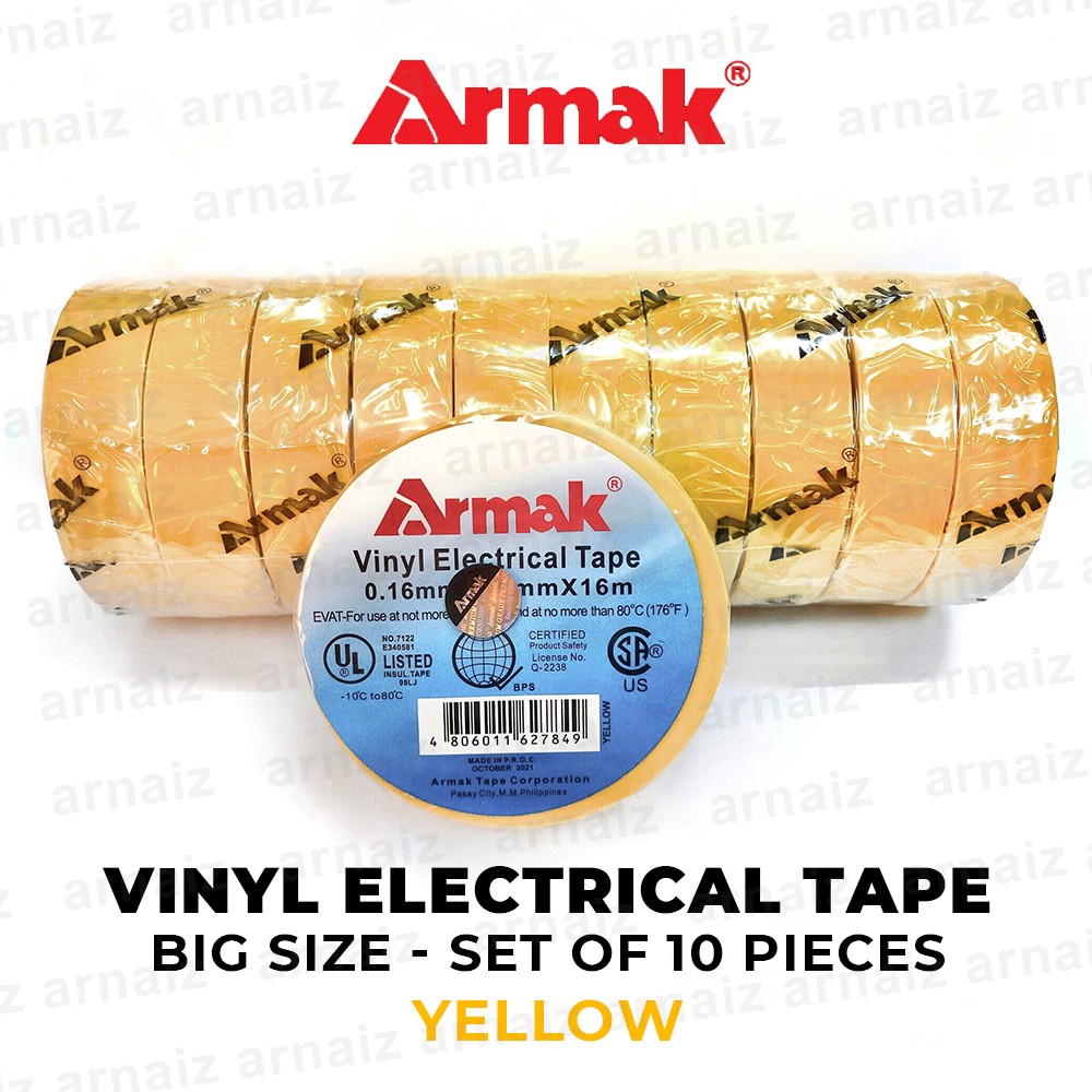 Armak Electrical Tape (10pcs) BIG Size 16m Vinyl Electrical Tape 0.16mm ...