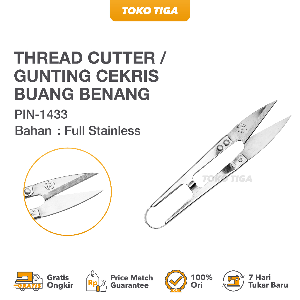 Thread Cutter / Gunting Cekris Buang Benang Full Stainless (PIN-1433 ...