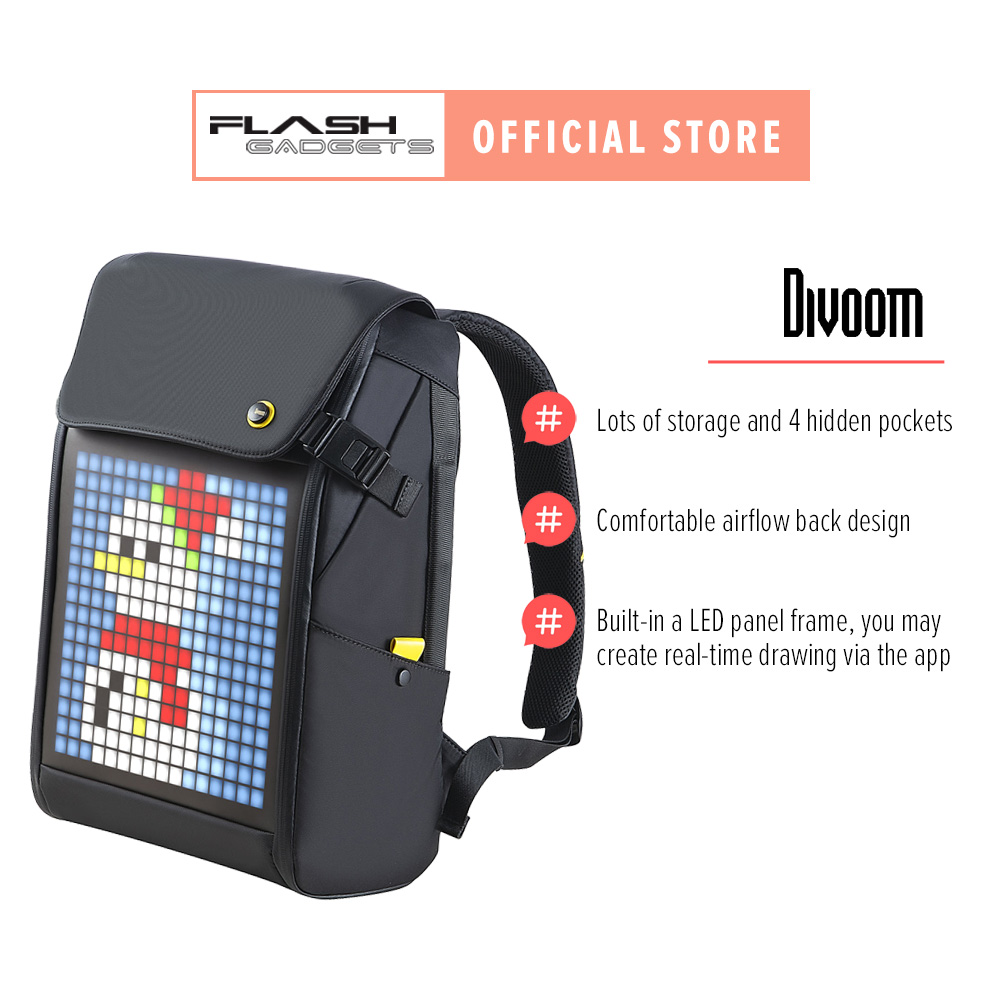 Divoom Backpack M with Pixel Art Multi Compartments Design Features ...