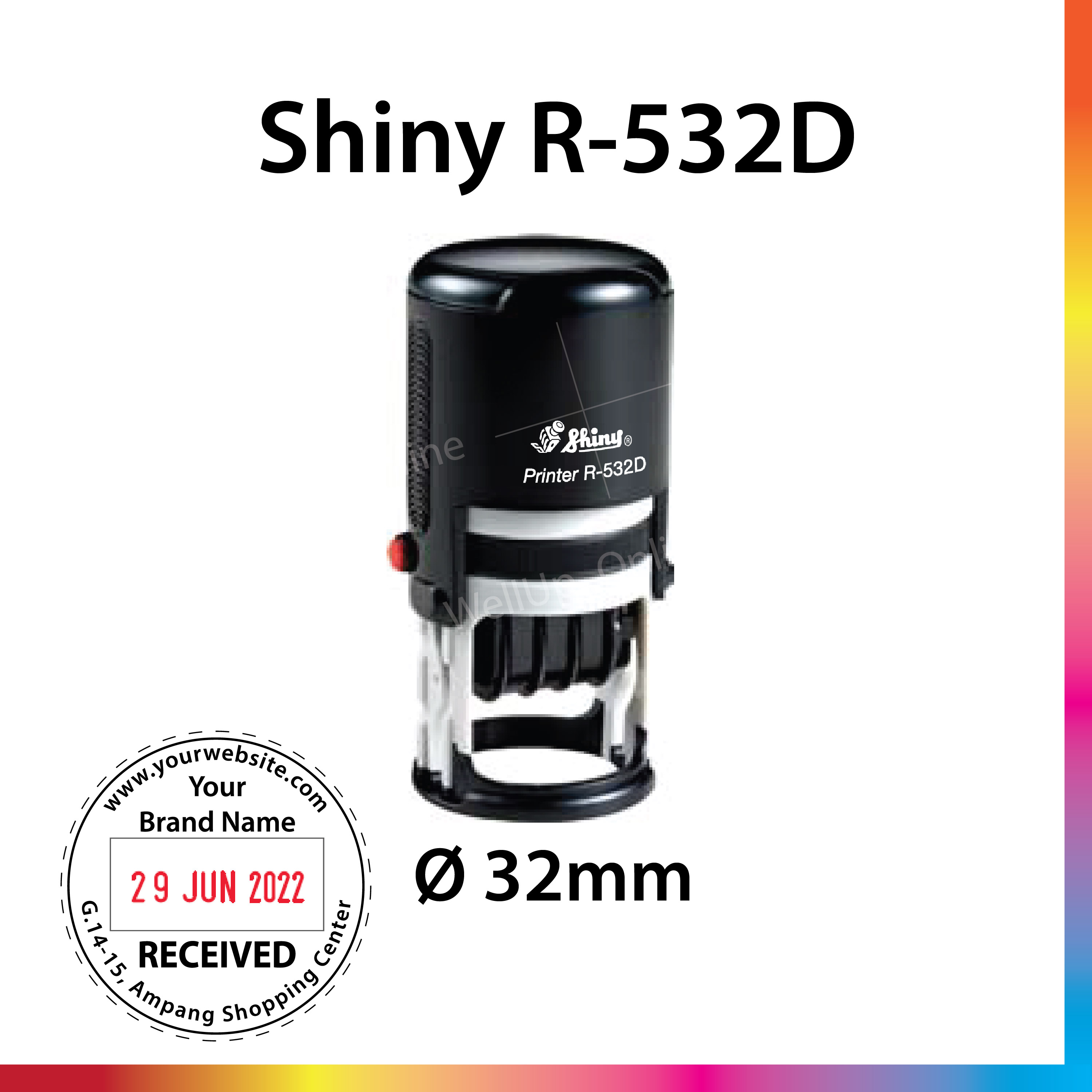 Shiny - R series (Round) with Date (Chop) Dater Rubber Stamp R-517D/R ...