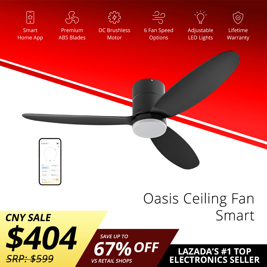 PRISM+ Oasis Ceiling Fan | 3 Blades | Integrated Dimmable Lights | 6 ...