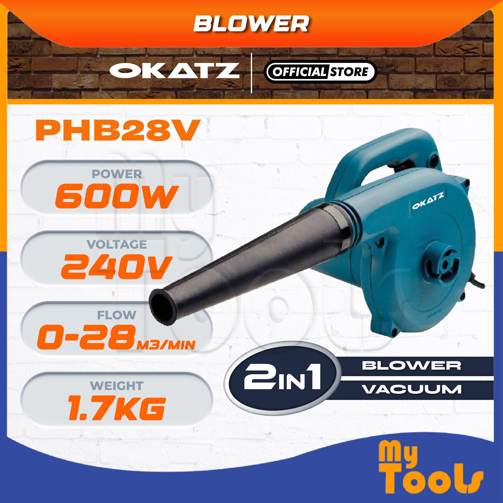 Mytools OKATZ Electric Hand Air Blower PHB28V | 600W | 2 in 1 Blower ...