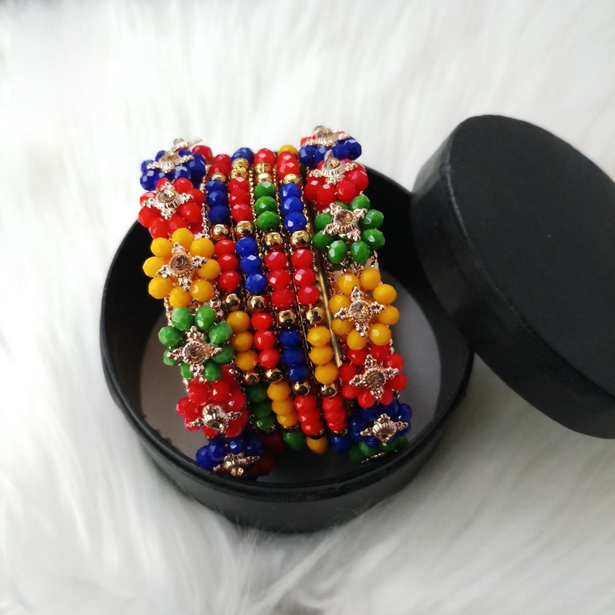 Exclusive Multi-color Crystal-Metal Bangles for Women (Imported) M ...