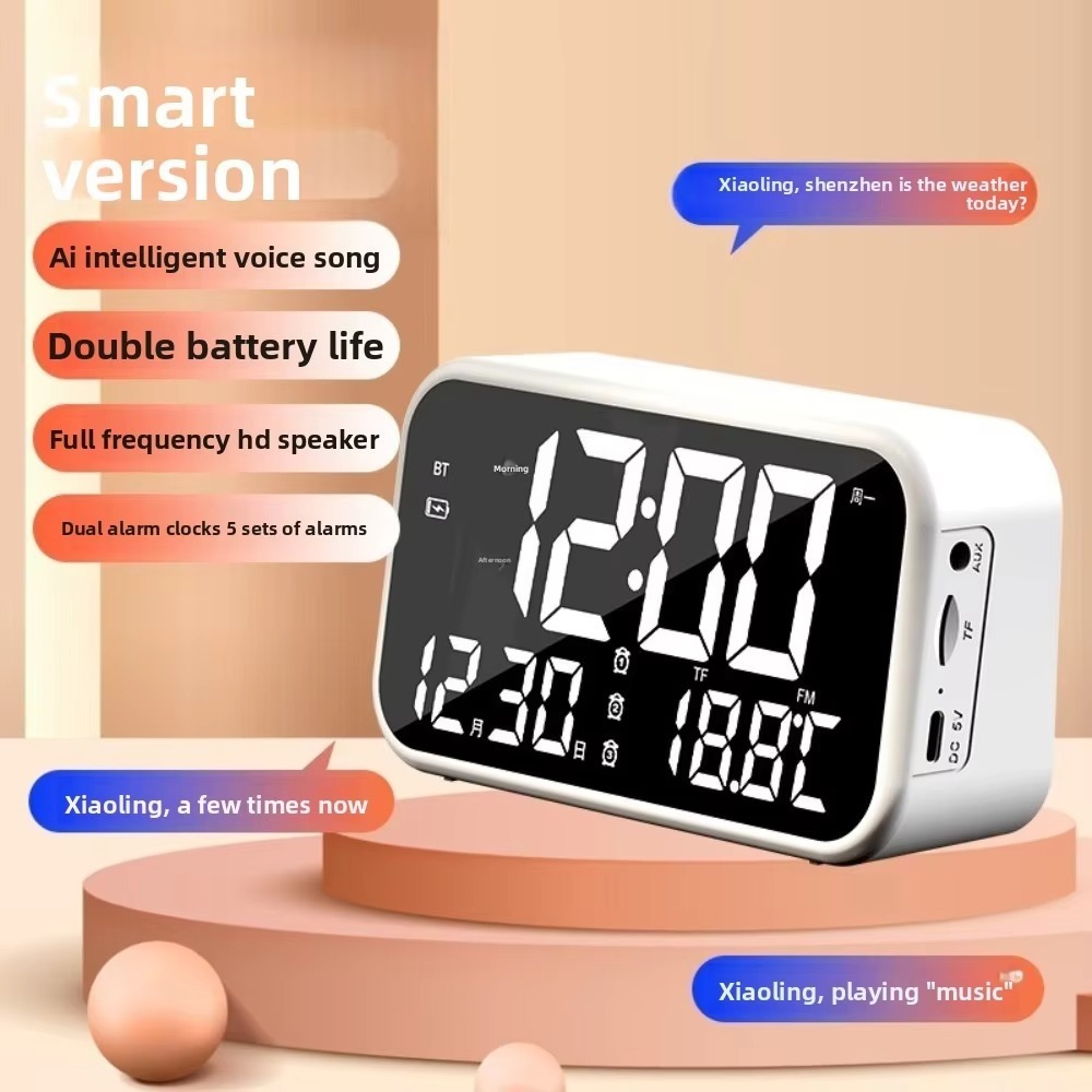 Multifunction Dual Alarms Mirror Alarm Clock Rechargeable Temperature ...