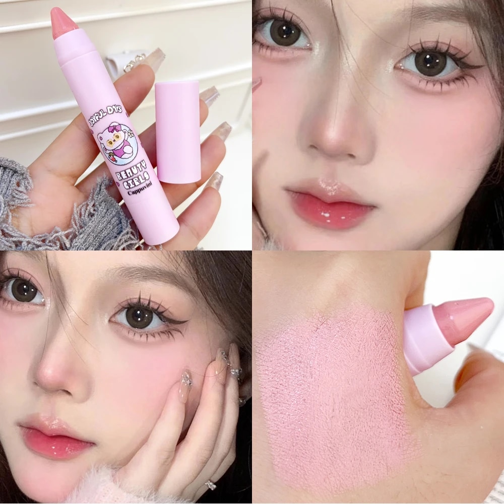 3 Colors Matte Blush Pencil Waterproof Lasting Multi-use Lip Cheek ...