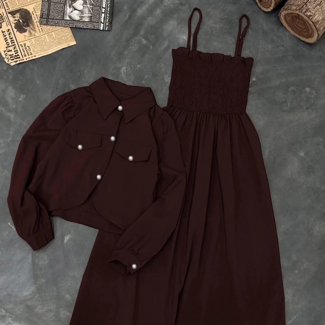 Eid Arrival | Kaaj Button Coati With Gazzer Romper Frock 2 Piece Dress ...