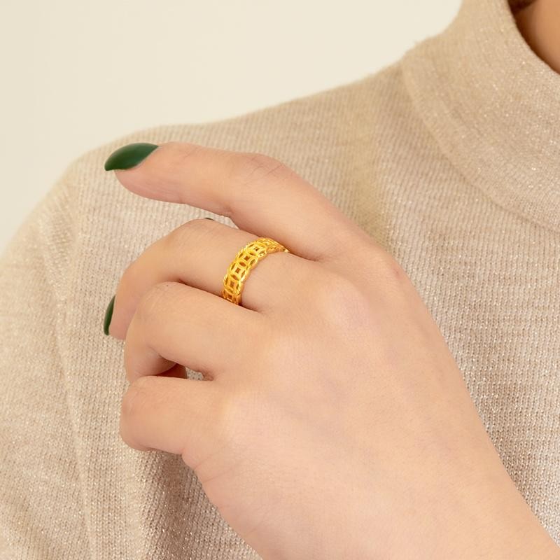 Women Lucky Charm Ring Money Catcher Coin Stainless Charm Finger Ring ...