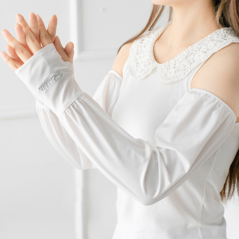 Sun Protection Cooling Ice Sleeves Anti-UV Silk Arm Cover For Men Women ...