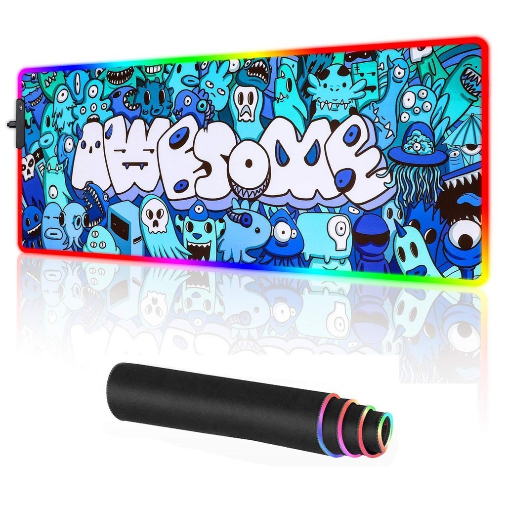อะนิเมะ Doodle น่ากลัว Great RGB Gaming Mouse Pad แผ่นรองเมาส์ฐานยางกัน ...