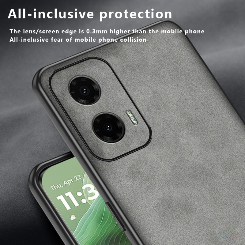 Biruiqu For Motorola Moto G35 Lambskin Leather Pounch Silicone ...