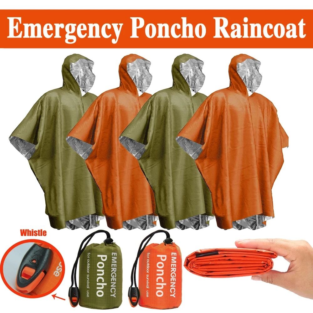 Emergency Survival Camping Equipment Emergency Poncho Raincoat Heat ...