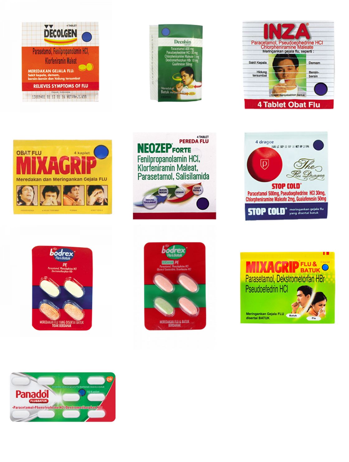 Obat Flu Obat Batuk Bodrex Paramex Panadol Neozep Mixagrib Konidin Stop ...