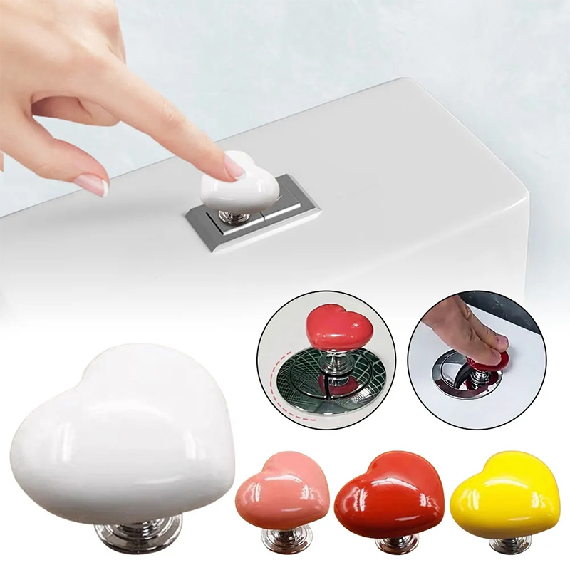 Heart Shaped Toilet Press Button Cabinet Handle Water Tank Push Switch ...