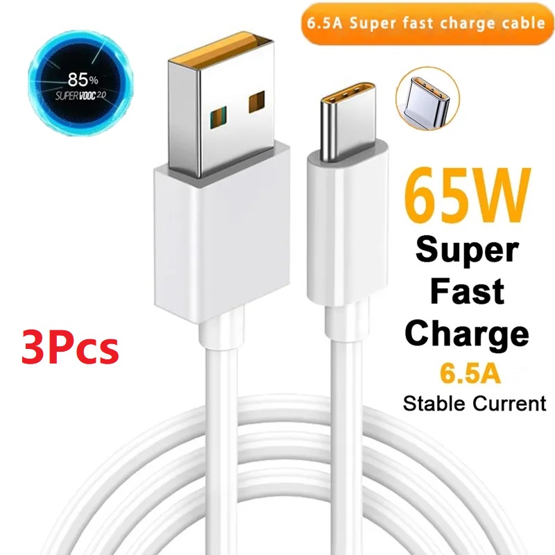 1-3Pcs Realme Original Type C Cable Phone 65w 80W 6.5A Super Fast ...