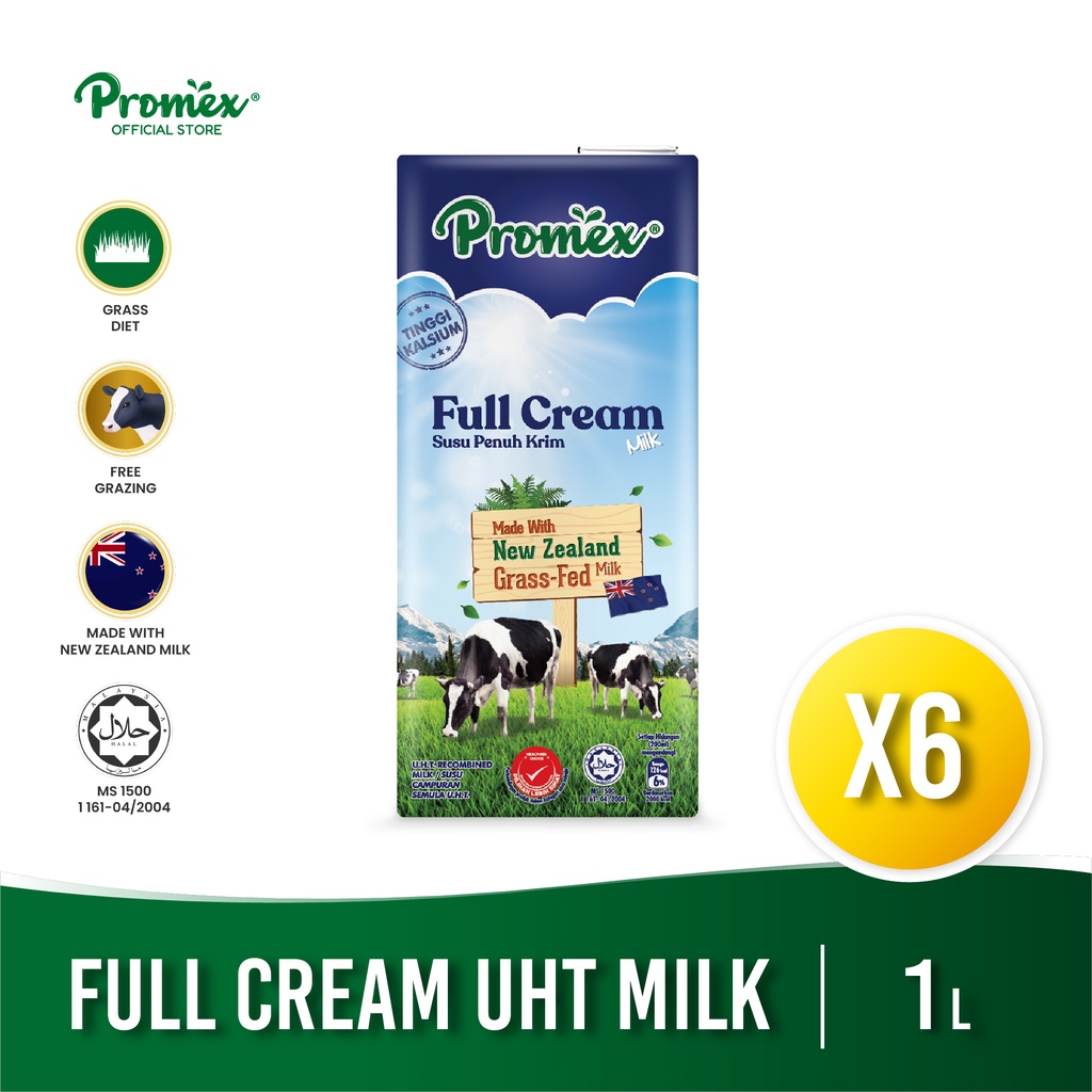 Promex Grass-fed UHT Full Cream Milk (1L x 6) | Lazada