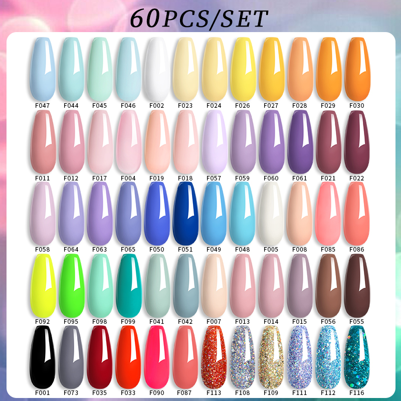 LILYCUTE 60/66/129PCS/Set Gel Nail Polish Set Glitter Colors Nail Kit ...