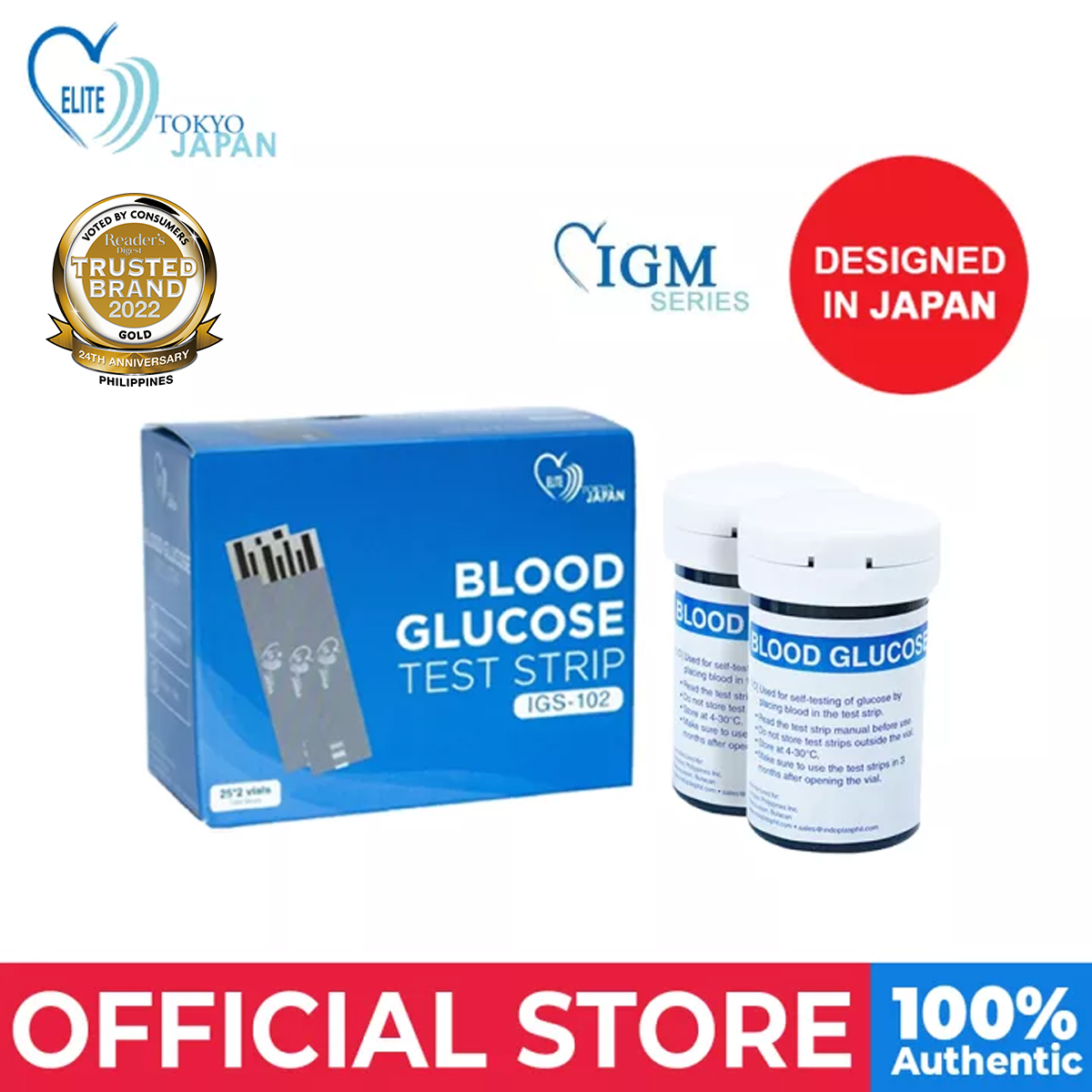 Indoplas Elite IGS102 Blood Glucose Meter Glucometer Test Strips - 50 ...