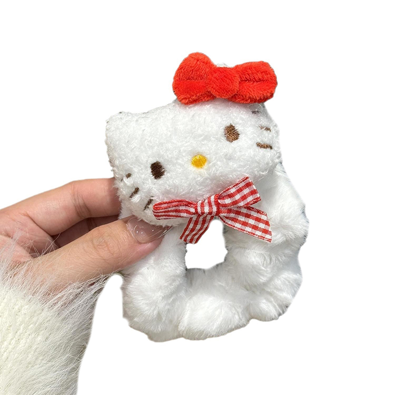 Hello Kitty Plush Scrunchie Sanrio KT Cat Elastic Hair Tie Hair Ring ...