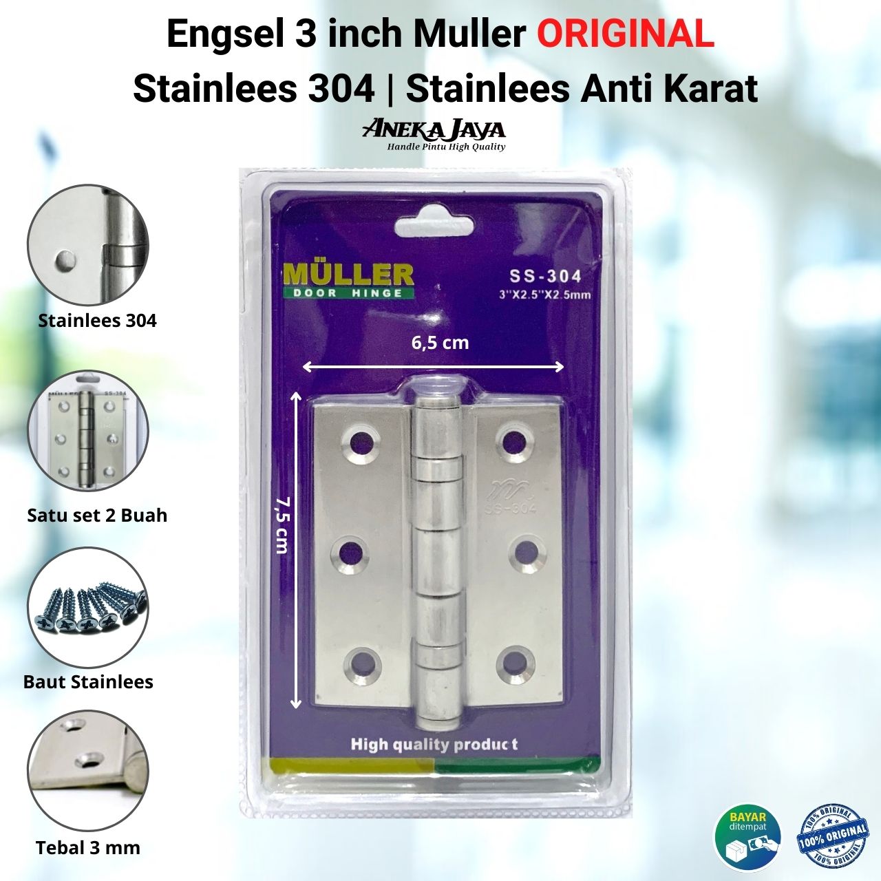 Engsel 3 inch , 4 inch , 5 inch Muller Stainlees 304 ORIGINAL /Engsel ...