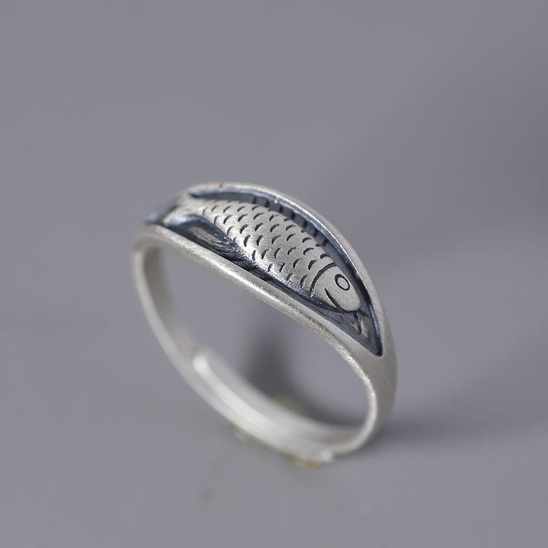 【New arrival】Fish Flying Retro Koi Fish Ring Men's and Women's Open ...