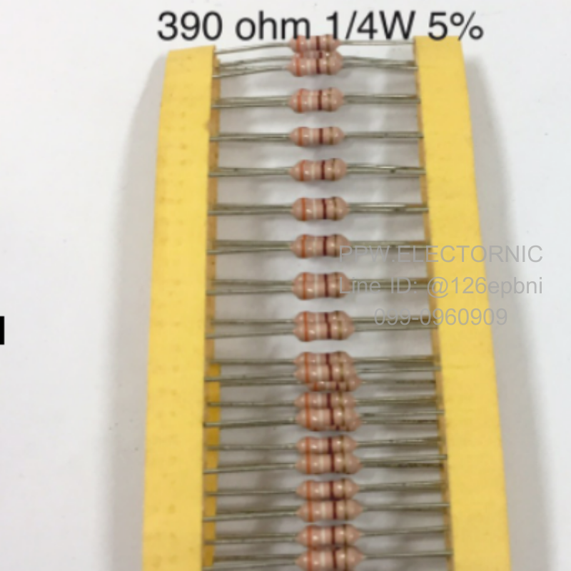 390 ohm 1/4W 5% Resistor ตัวต้านทาน 390โอห์ม 1/4วัตต์ ค่าความผิดพลาด+-5 ...