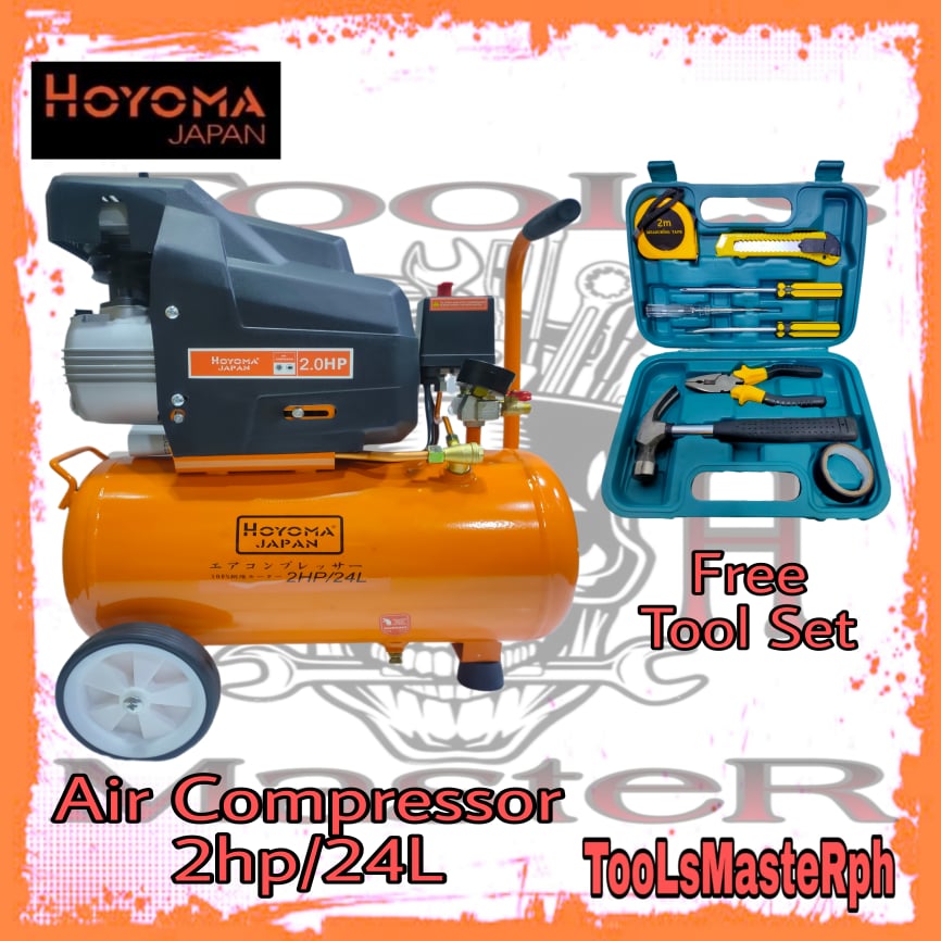 HOYOMA JAPAN 2hp/24L Air Compressor 1500w HT-ACP24 Free Tool Set ...