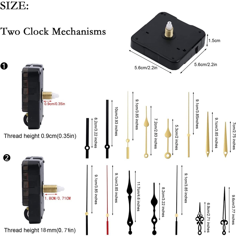 Quartz Clock Mechanism Kit, Wall Clock Mechanisms Mattery Powered ...