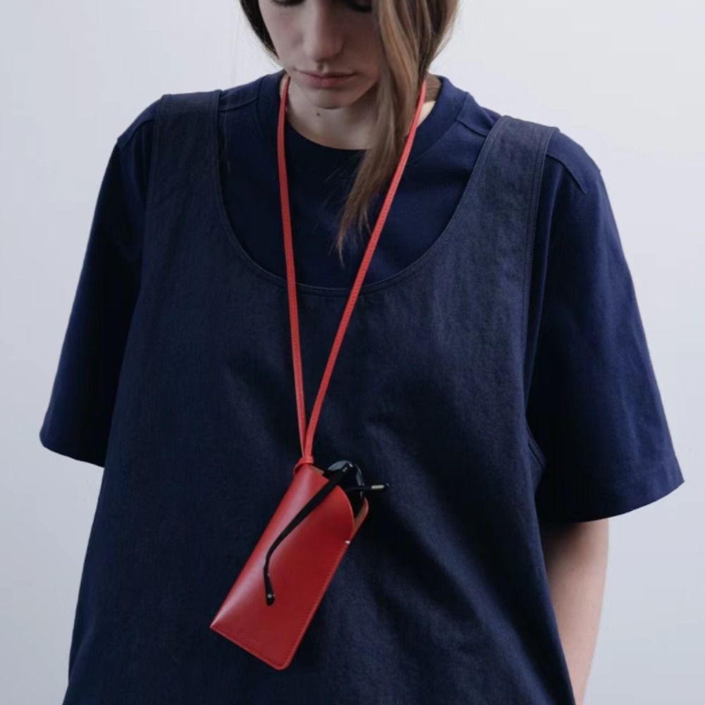 SDFBN สไตล์เกาหลีแบบ ถุงเก็บแว่นตาห้อยคอ มัลติฟังก์ชั่นการใช้งาน โซ่ ...